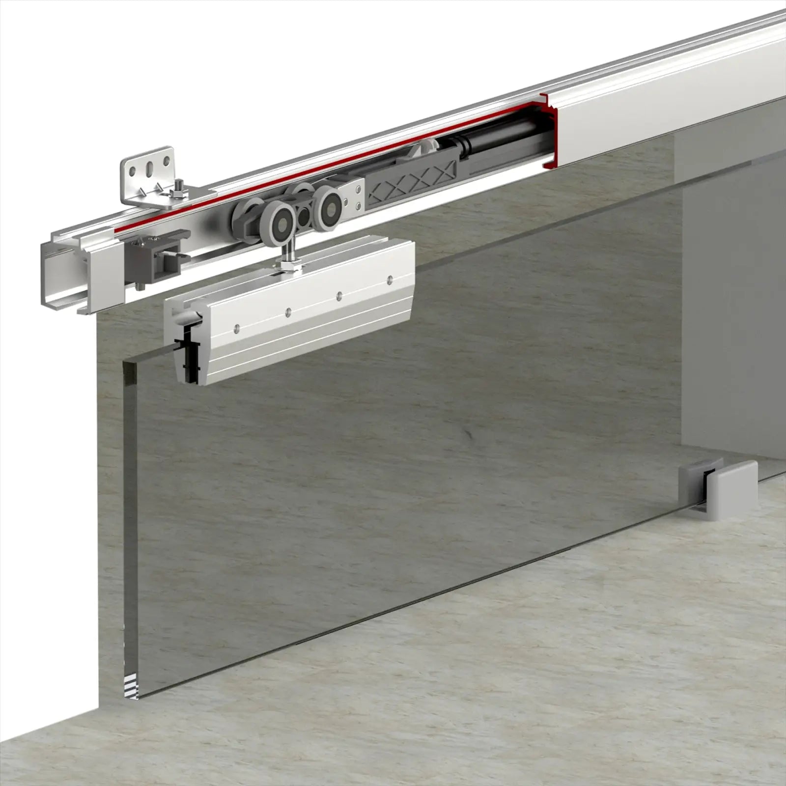 Modern Glass Sliding Door Kit 3000mm Track - One Way Soft Close